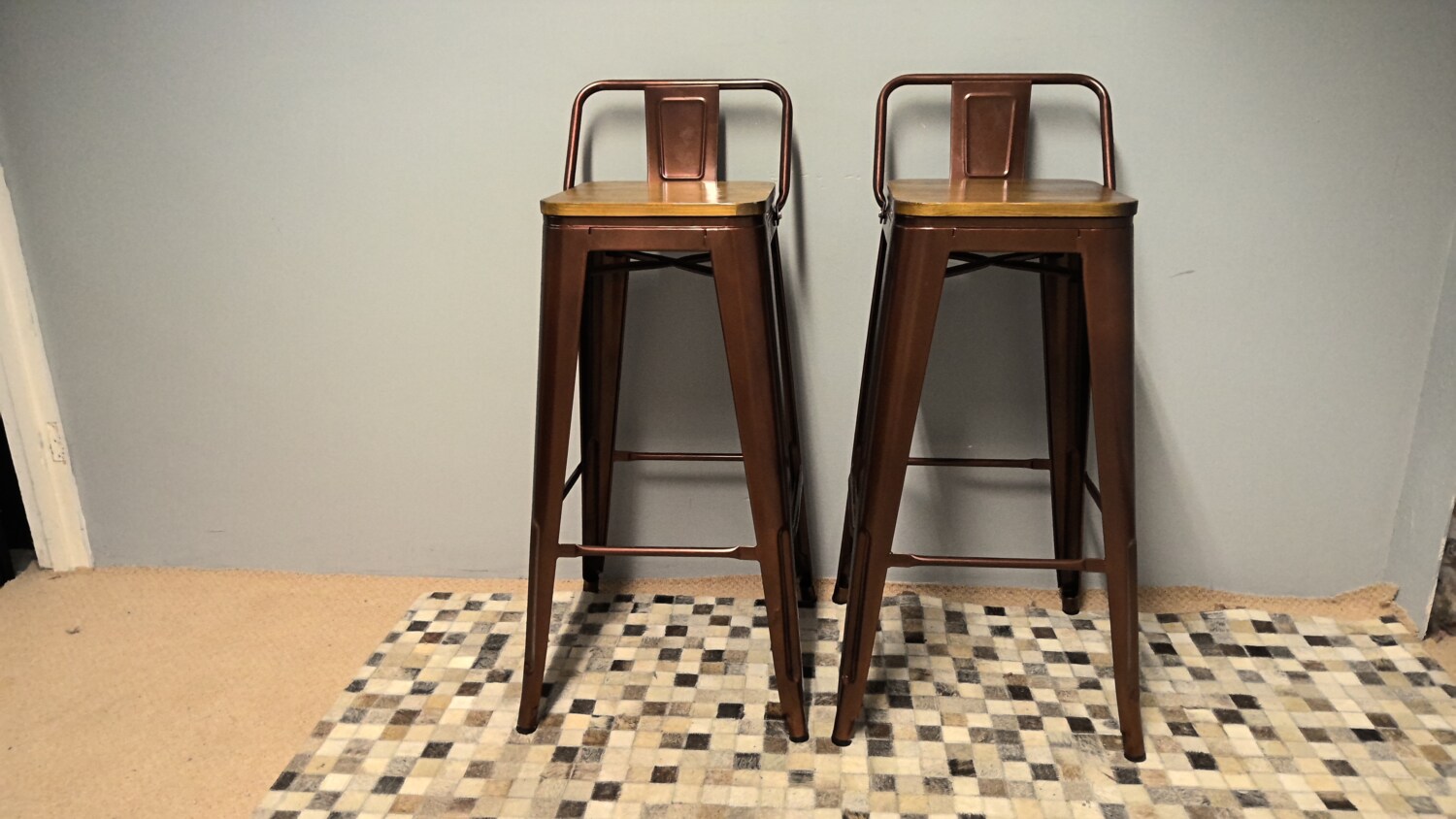 Brand New Bar-Stools Made From Steel With Wood Seat Has A Industrial ...