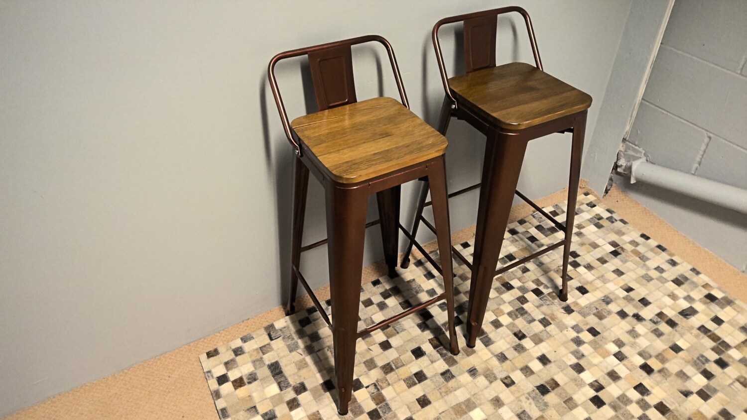 Brand New Bar-Stools Made From Steel With Wood Seat Has A Industrial ...